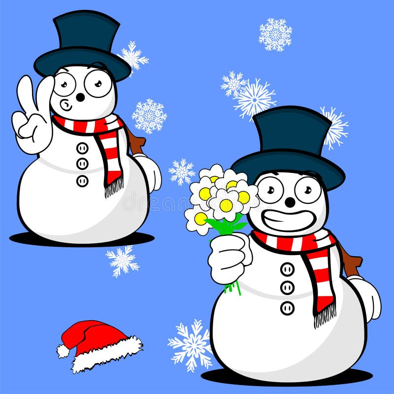 Xmas Snowman Cartoon Expression Set2 Stock Vector - Illustration of ...