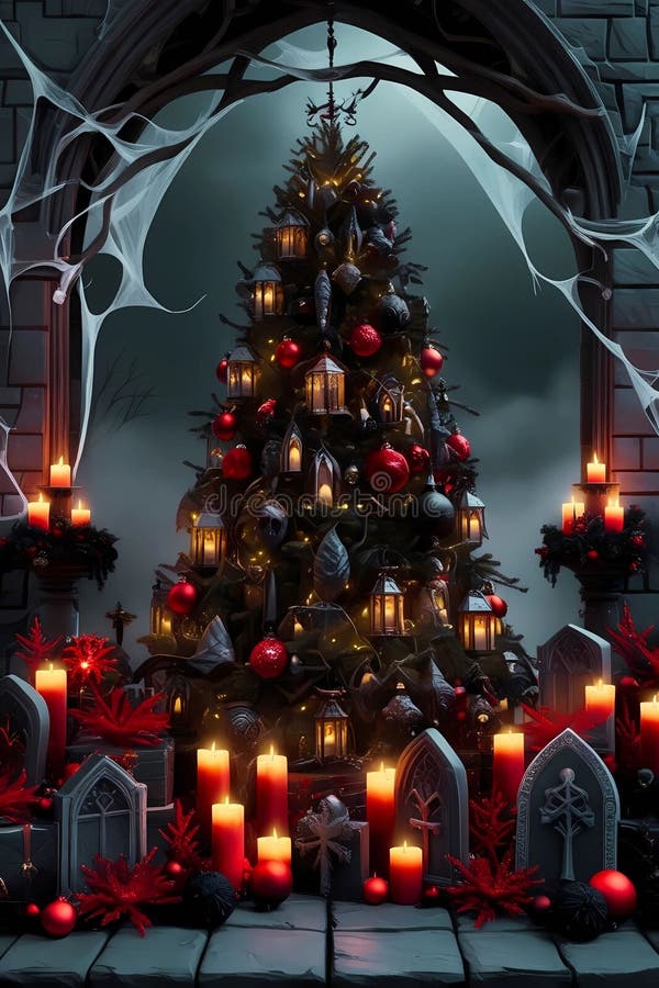 AI Generated Image of a Gothic Inspired Christmas Tree Stock ...