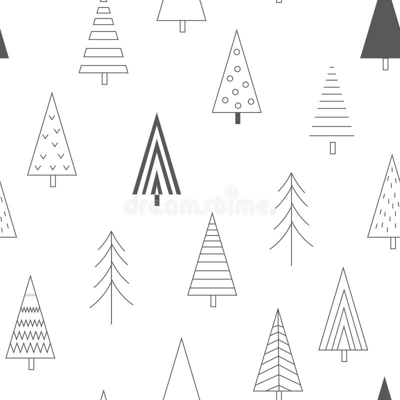 Xmas Trees Seamless Pattern. Scandinavian Winter Background with Abstract Pine Trees. Vector ...