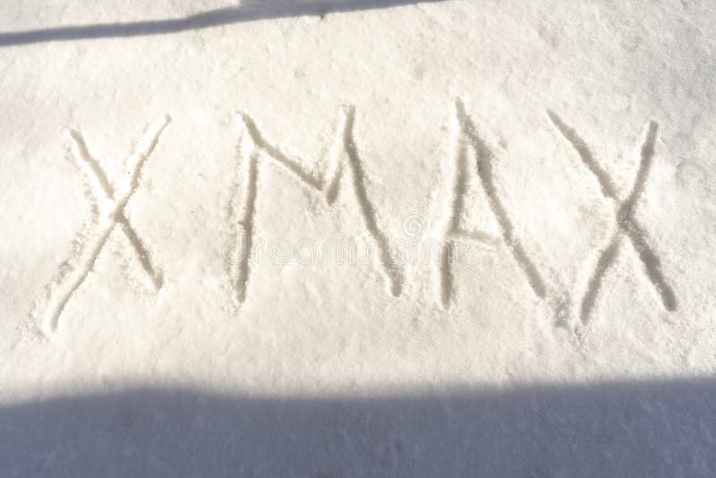 Xmax Text on the Snow. Christmas Concept Stock Image - Image of blue ...