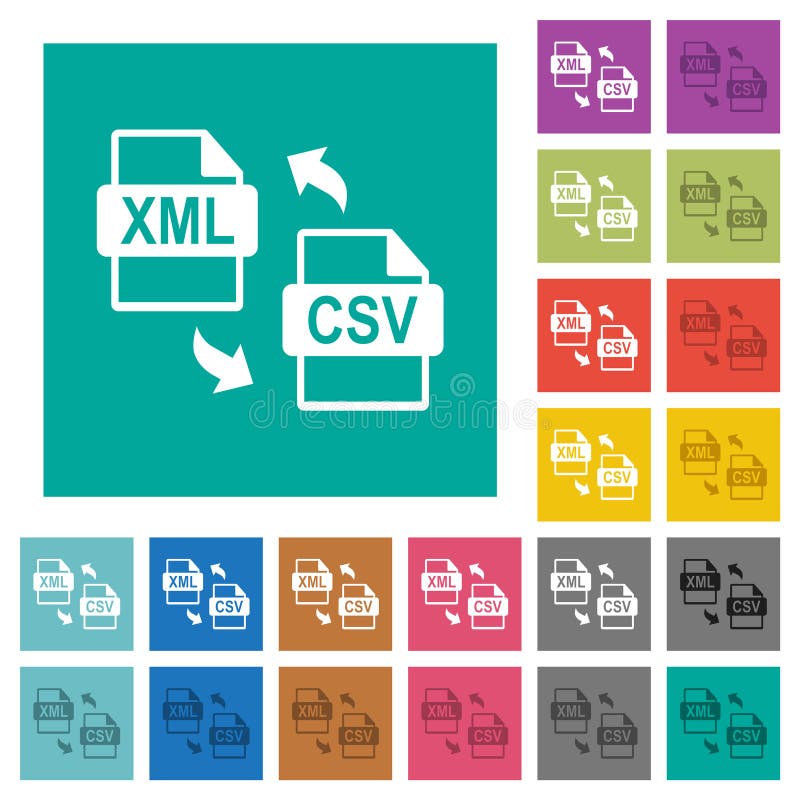XML CSV File Conversion Square Flat Multi Colored Icons Stock Vector ... XML CSV File Conversion Square Flat Multi Colored Icons Stock Vector ...