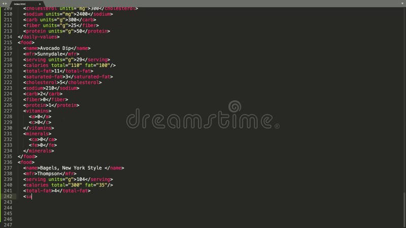 Xml Extensible Markup Language Source Code Typing Effect Xml Ticker Colored Commands Editor