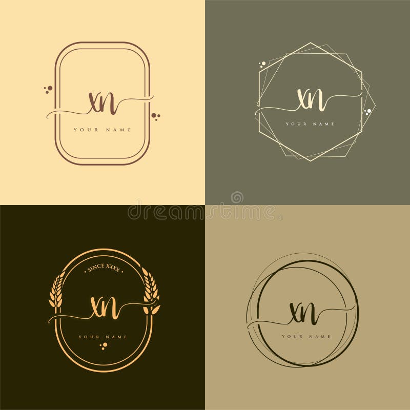 XN Initial Handwriting Logo Vector Sets. Hand Lettering Initials Logo ...