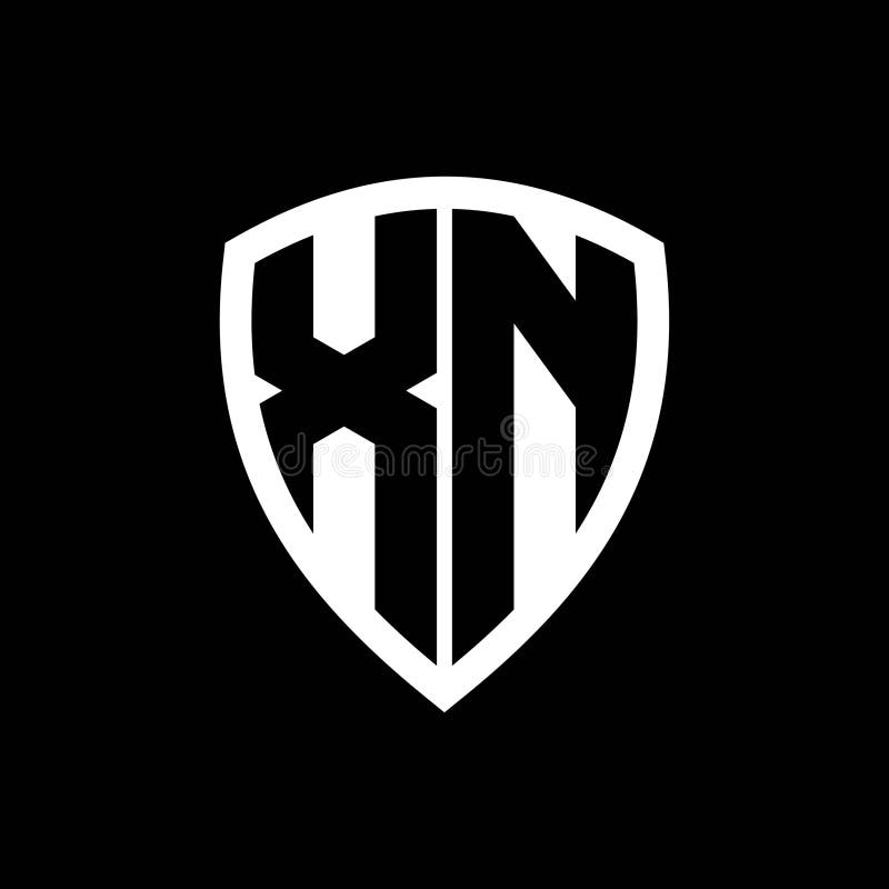 XN Monogram Logo with Bold Letters Shield Shape with Black and White ...