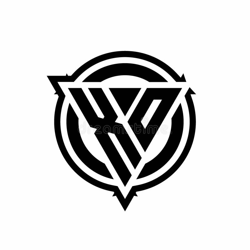 XO Logo with Triangle Shape and Circle with Outline Rounded Design ...