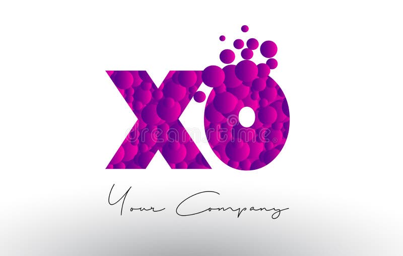 XO X O Dots Letter Logo with Purple Bubbles Texture. Stock Vector ...