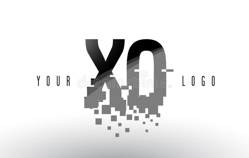 XO X O Pixel Letter Logo with Digital Shattered Black Squares Stock ...