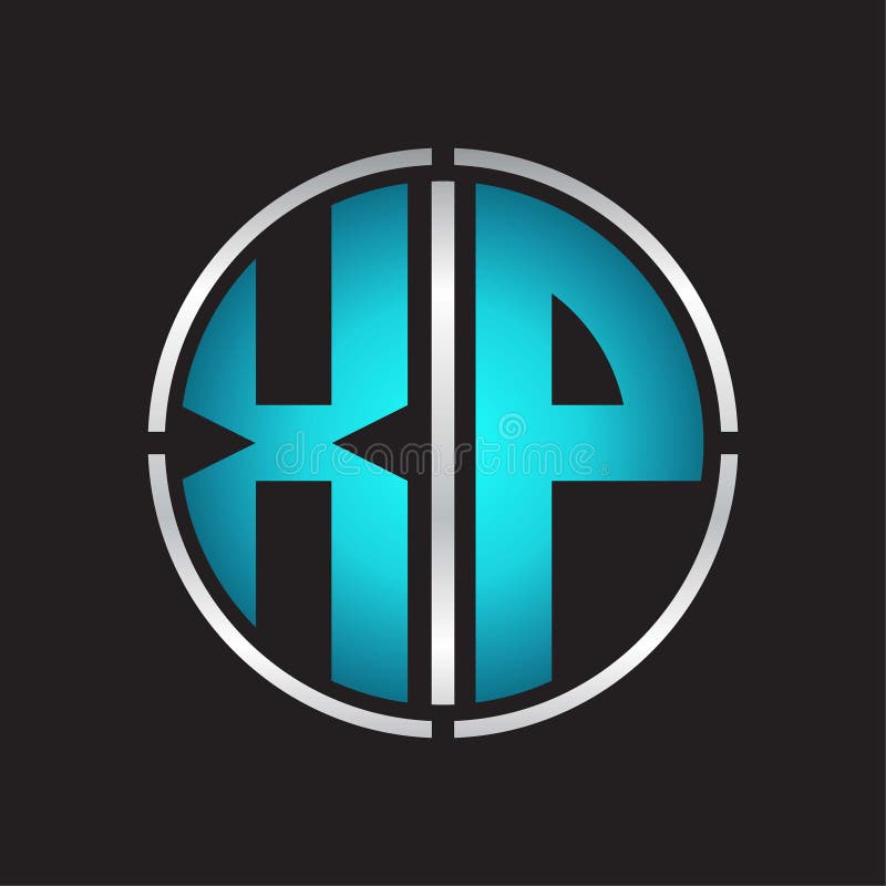 XP Logo Initial with Circle Line Cut Design Template on Blue Colors ...
