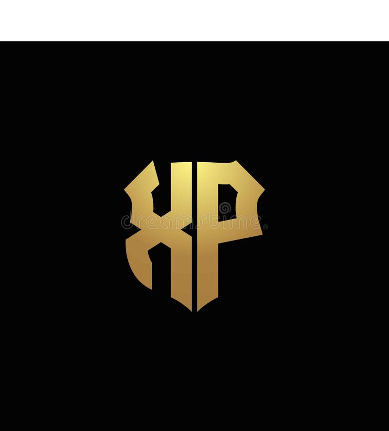 XP Logo Monogram with Gold Colors and Shield Shape Design Template ...