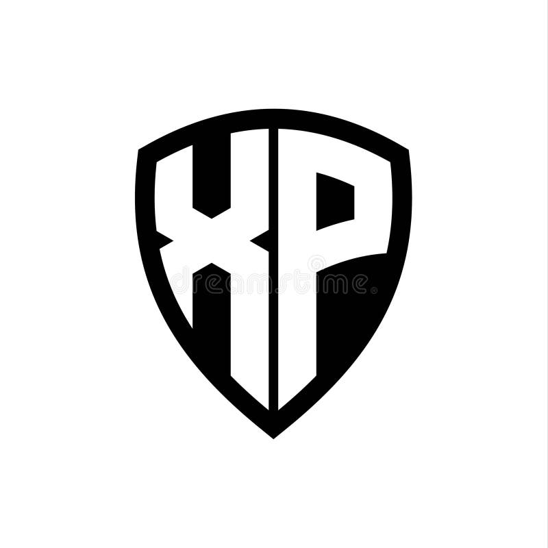 XP Monogram Logo with Bold Letters Shield Shape with Black and White ...