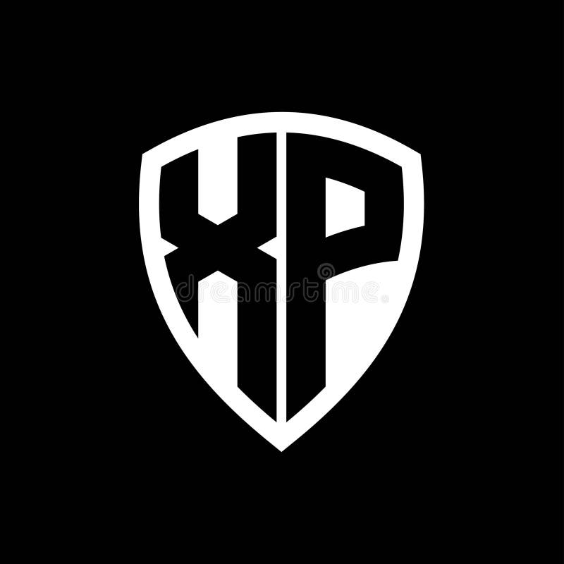 XP Monogram Logo with Bold Letters Shield Shape with Black and White ...