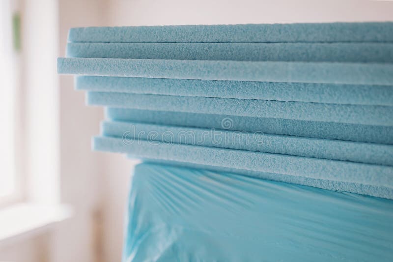 XPS Polystyrene Insulator Boards Closeup Stacked. Energy Efficiency ...