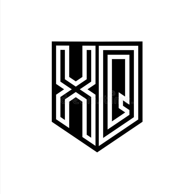XQ Logo Monogram Shield Geometric White Line Inside Black Shield Color ...