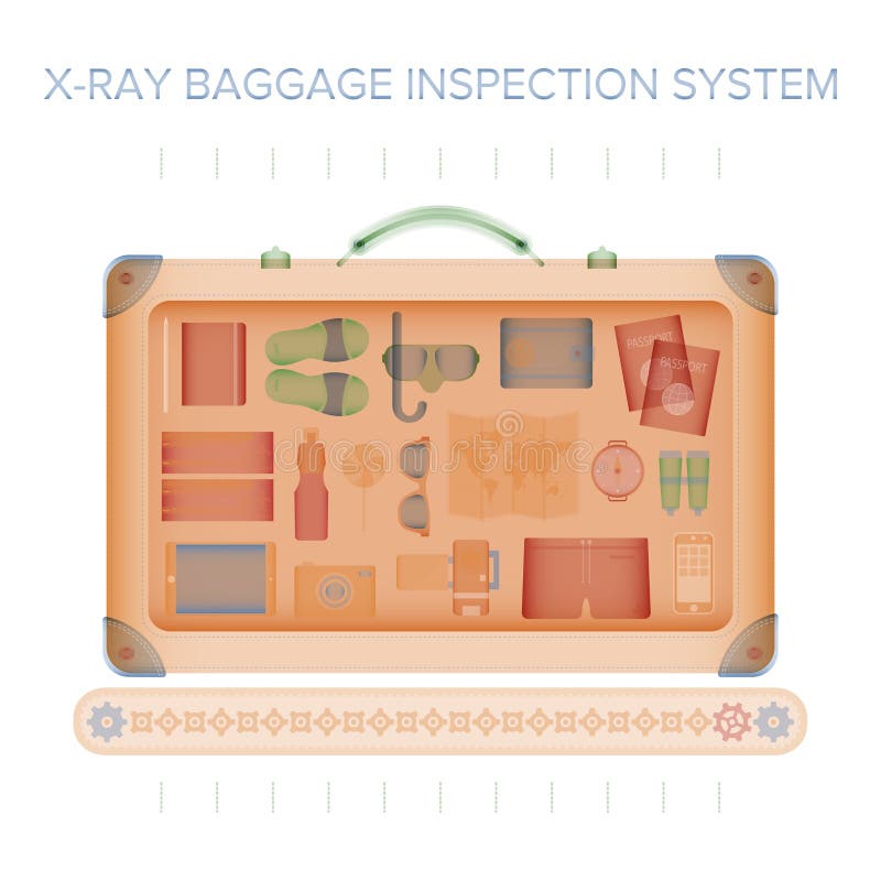 Xray Baggage Inspection Vector Concept in Flat Style Stock Vector ...