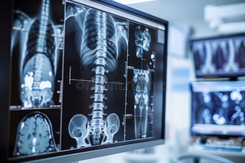 An Xray Image of a Spine is Displayed on a Computer Screen Stock Photo ...