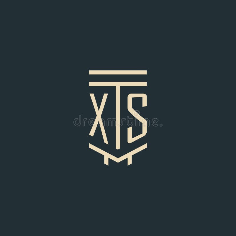 XS Initial Monogram with Simple Line Art Pillar Logo Designs Stock ...