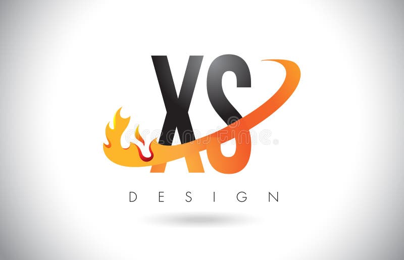 Xs X S Letter Logo With Fire Flames Design And Orange Swoosh Stock Vector Illustration Of