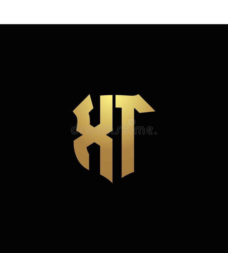 XT Logo Monogram with Gold Colors and Shield Shape Design Template ...