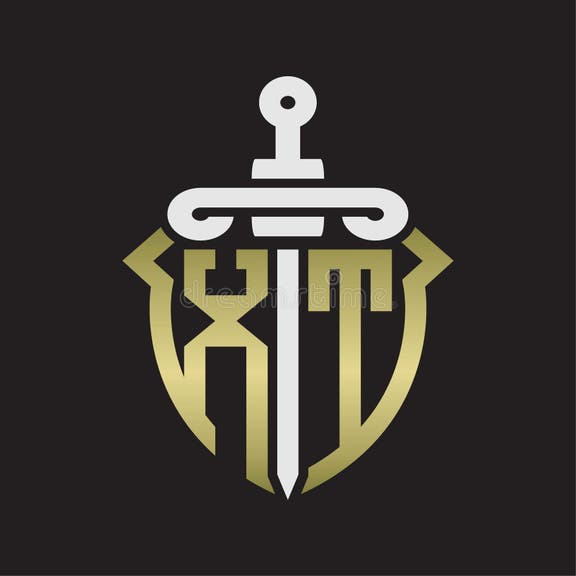 XT Logo Monogram with Sword and Shield Combination Isolated with Gold ...