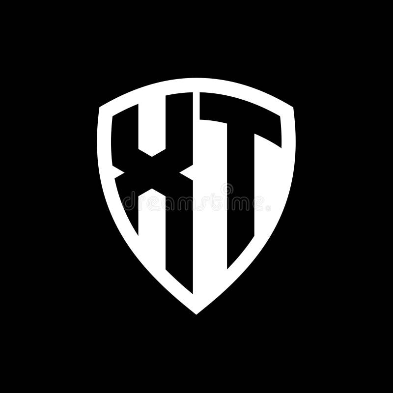 XT Monogram Logo with Bold Letters Shield Shape with Black and White ...