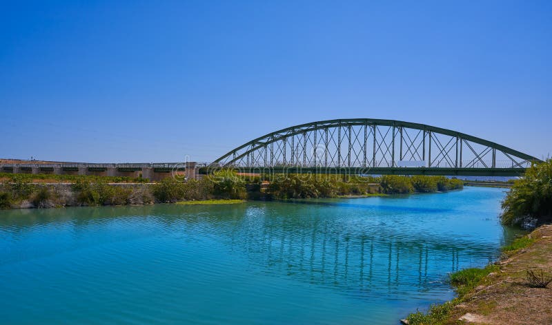 Xuquer Jucar River Metal Bridge in Fortaleny of Valencia Stock Image ...