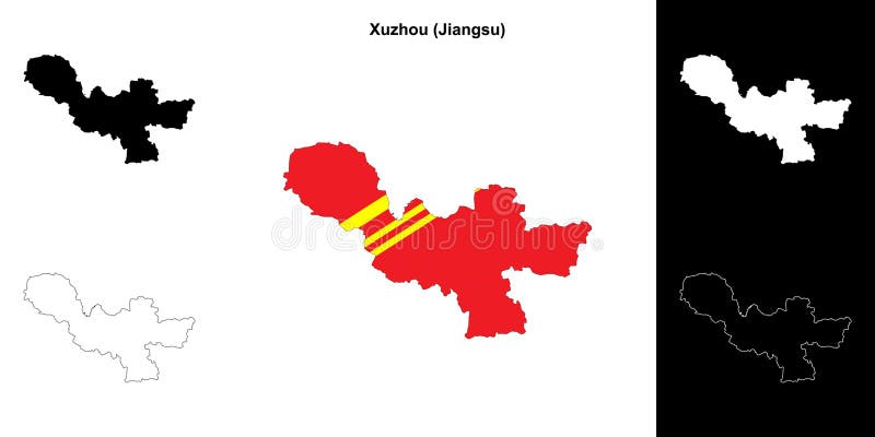 Xuzhou outline map stock vector. Illustration of jiangsu - 334853679