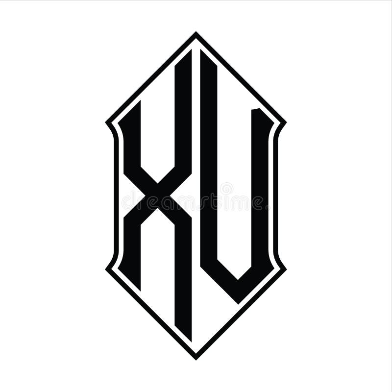 XV Logo Monogram with Shieldshape and Outline Design Template Vector ...