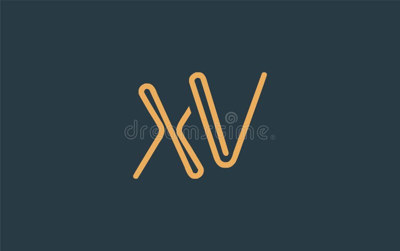 XV Minimalistic Line Art Logo Design with Abstract Lettering Stock ...