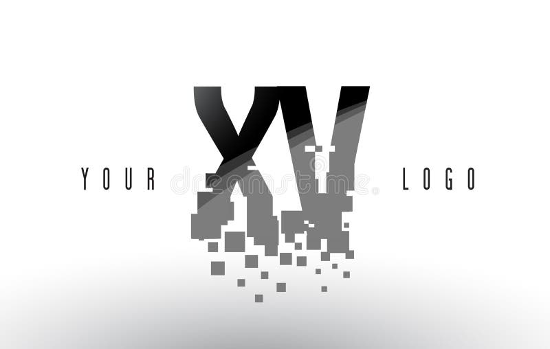 XV X V Pixel Letter Logo with Digital Shattered Black Squares Stock ...
