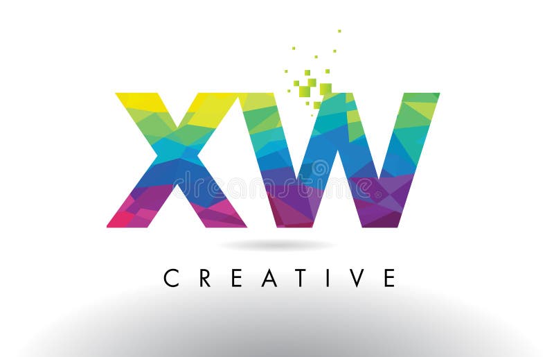 XW X W Colorful Letter Origami Triangles Design Vector. Stock Vector ...