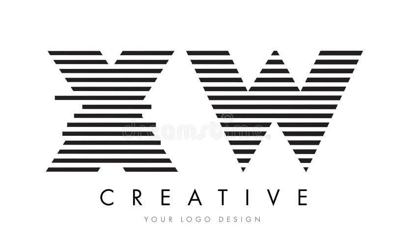 XW X W Zebra Letter Logo Design with Black and White Stripes Stock ...