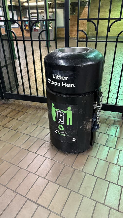 Subway litter container editorial stock photo. Image of tiling - 309049018