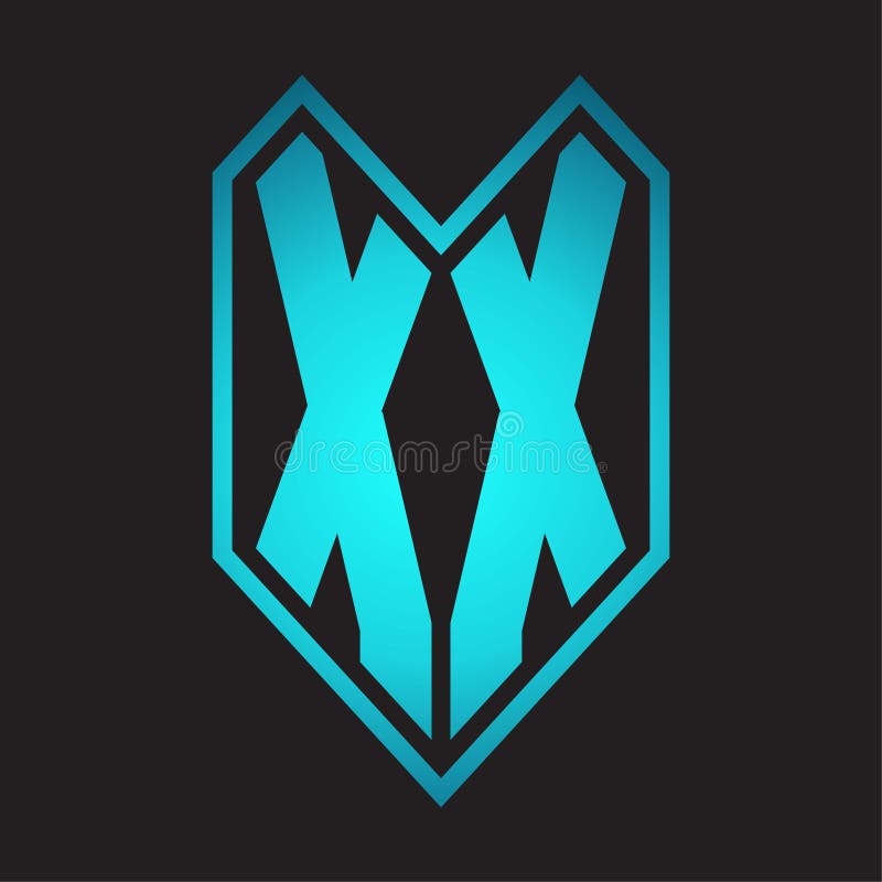 XX Logo Monogram with Emblem Line Style Isolated on Blue Gradient ...