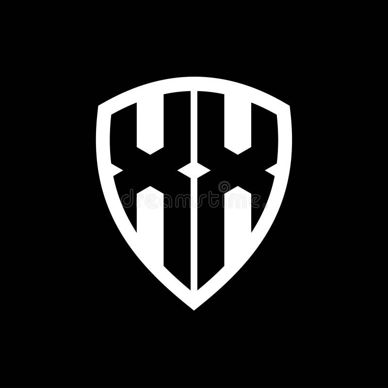 XX Monogram Logo with Bold Letters Shield Shape with Black and White ...