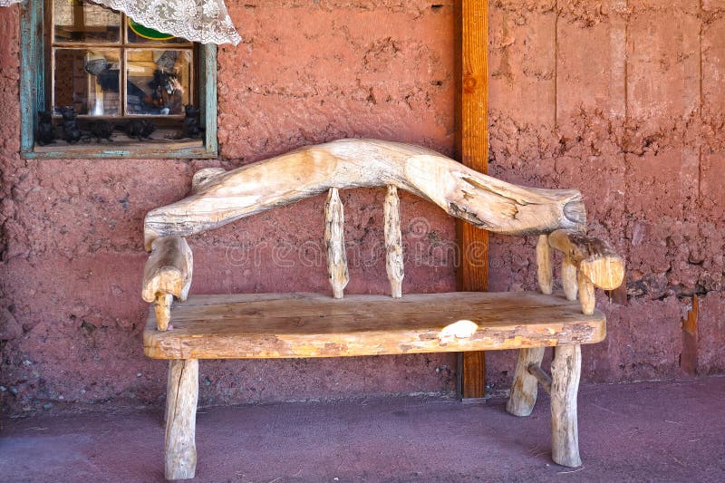 Bench Made Out of a Tree Trunk Stock Photo - Image of wooden, shape ...