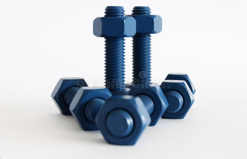 Xylan Bolt And Nut In Blue Coated With PTFE Stock Photo - Image of bolt ...