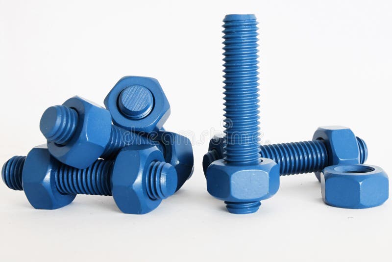 Xylan Bolt And Nut In Blue Coated With PTFE Stock Photo - Image of ...