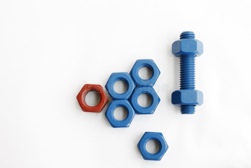 Xylan Bolt and Nut in Blue Coated with PTFE Stock Photo - Image of ...
