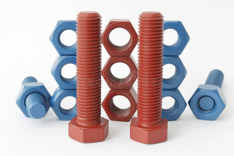 Xylan Bolt and Nut in Blue Coated with PTFE Stock Photo - Image of ...
