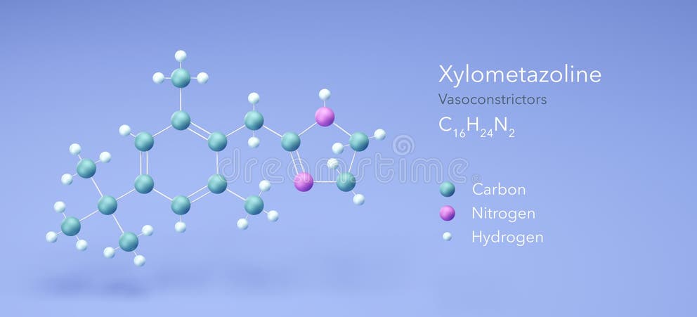Xylometazoline Molecule, Molecular Structures, Vasoconstrictors, 3d ...