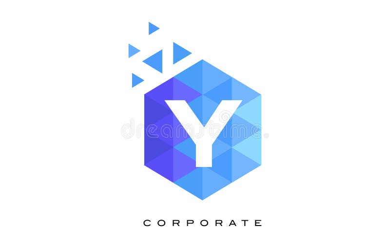 Y Blue Hexagonal Letter Logo Design with Mosaic Pattern. Stock Vector ...
