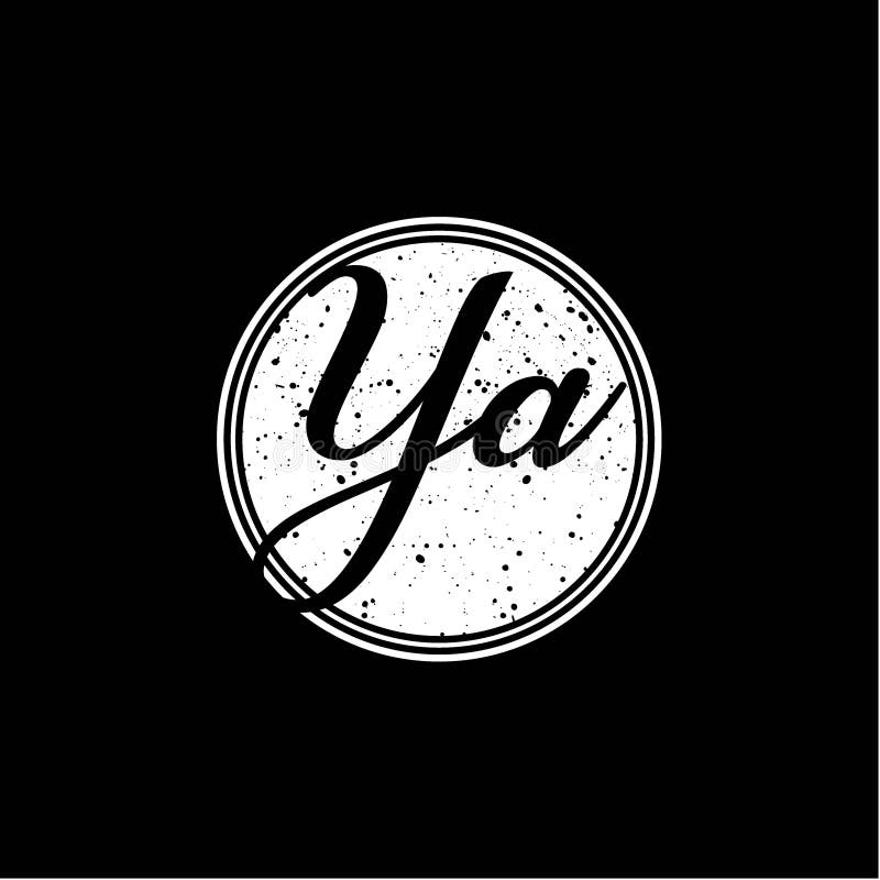 Y a Initial Handwriting in Black and White Circle Frame Design Stock ...