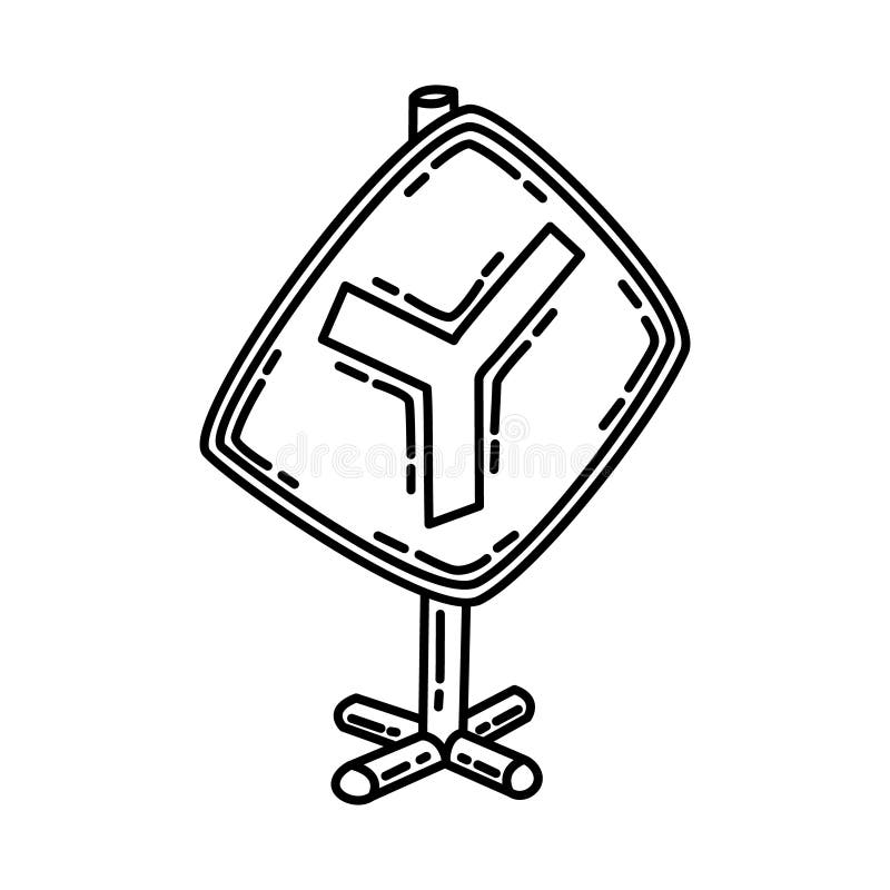 Y Intersection Icon. Doodle Hand Drawn or Outline Icon Style Stock ...
