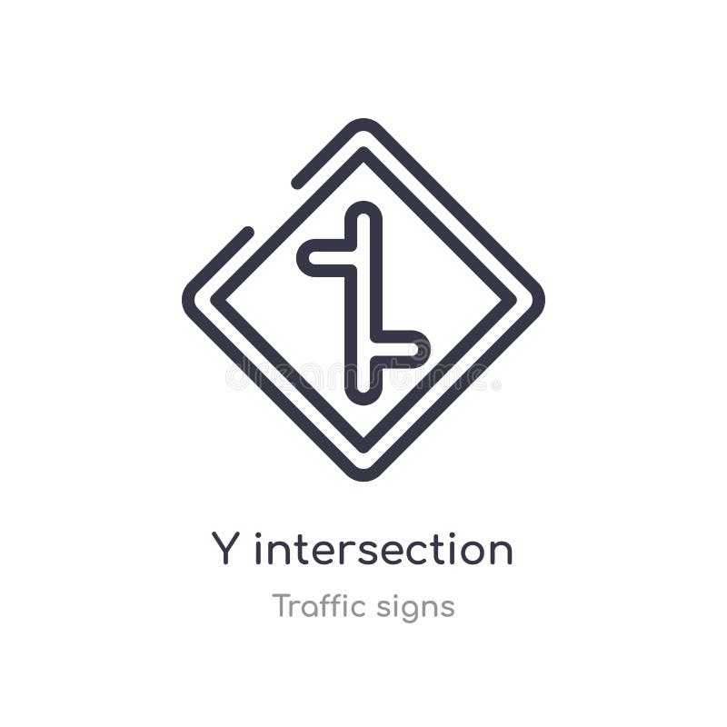 Y Intersection Outline Icon. Isolated Line Vector Illustration from ...