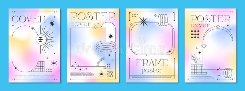 Y2K Color Gradient Background Posters with Frames Stock Vector ...