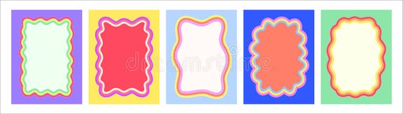 Y2k Color Scallop Wavy Frames and Retro Borders Stock Vector ...