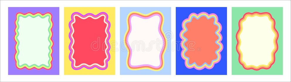 Y2k Color Scallop Wavy Frames and Retro Borders Stock Vector ...