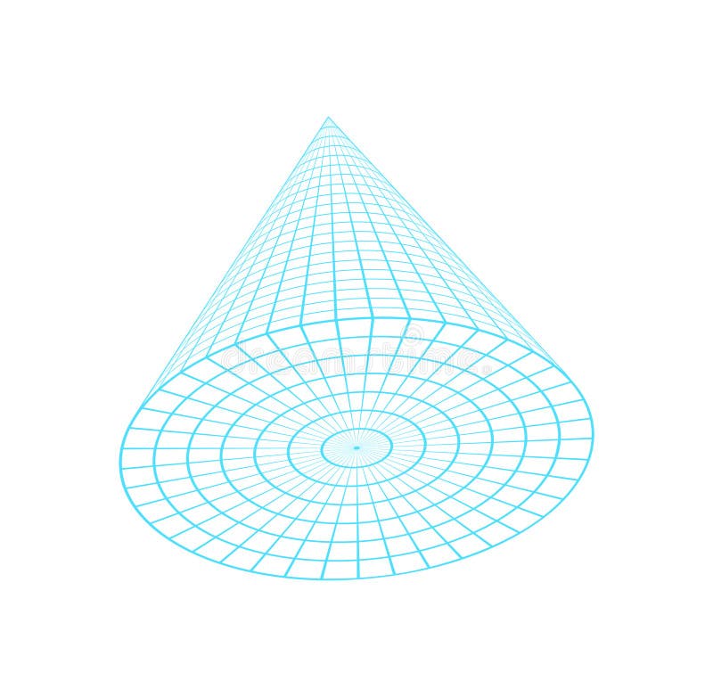 Y2k 3d Wireframe Cone stock illustration. Illustration of symbol ...
