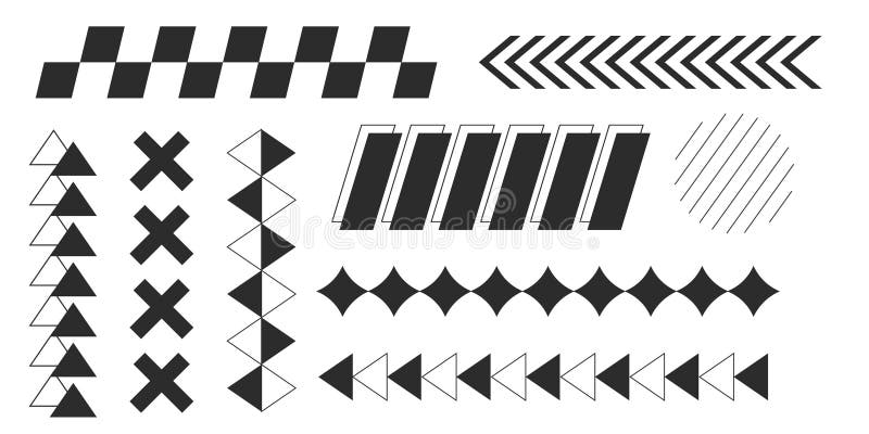 Y2k Geometric Elements Border Set, Slash Line, Grid Pattern. Groovy ...