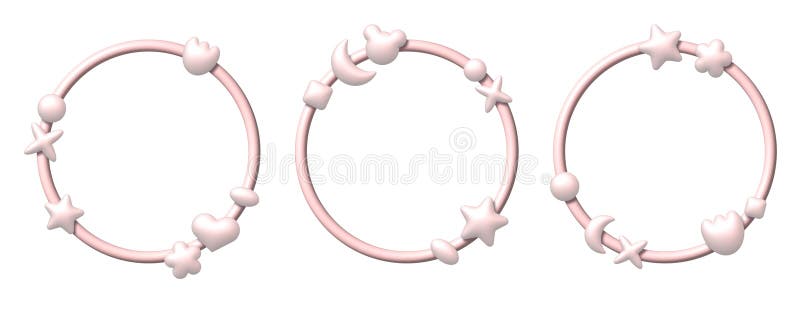 Y2k Girly Set of Round Plastic Pink Frames. Stock Image - Illustration ...